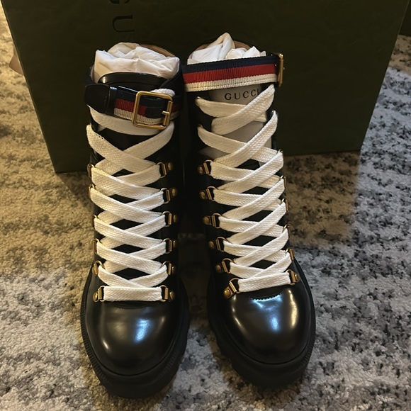 Gucci | Shoes | Gucci Leather Ankle Boots With Sylvie Web | Poshmark